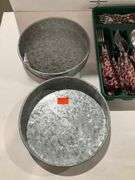 Leopard-Print Flatware Set with Galvanized Tins - Hash Auctions