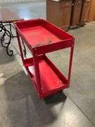 Red Two-Tier Metal Rolling Utility Cart with Handle - Hash Auctions