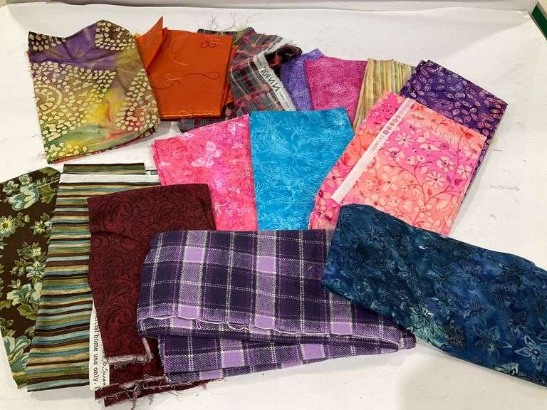 Collection of Assorted Fabric Pieces with Various Colors and Patterns ...