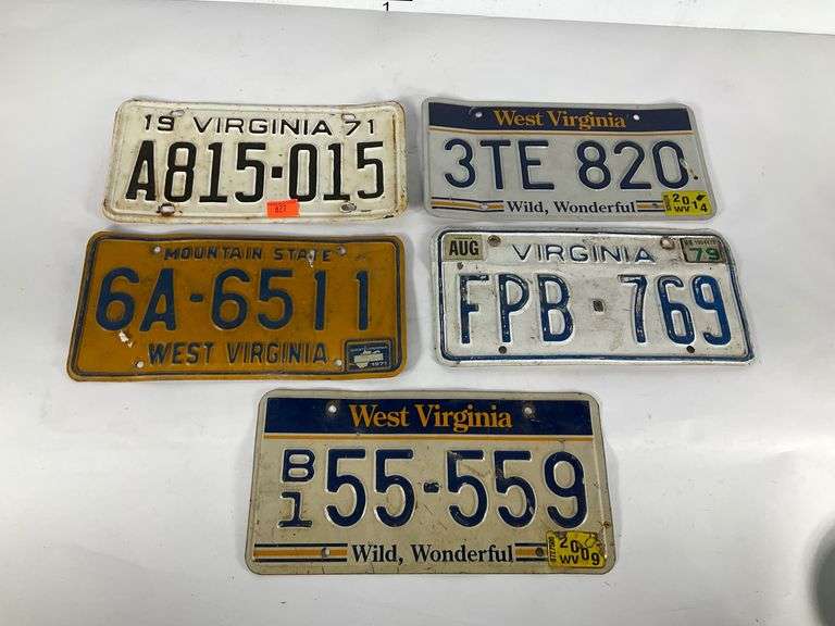 Collection of Five West Virginia and Virginia License Plates - Hash ...