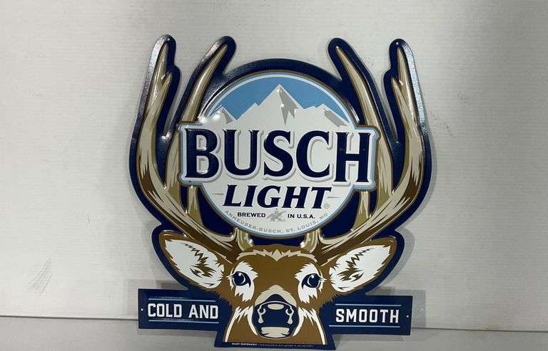 Busch Light Advertising Sign with Deer Antler Design - Hash Auctions