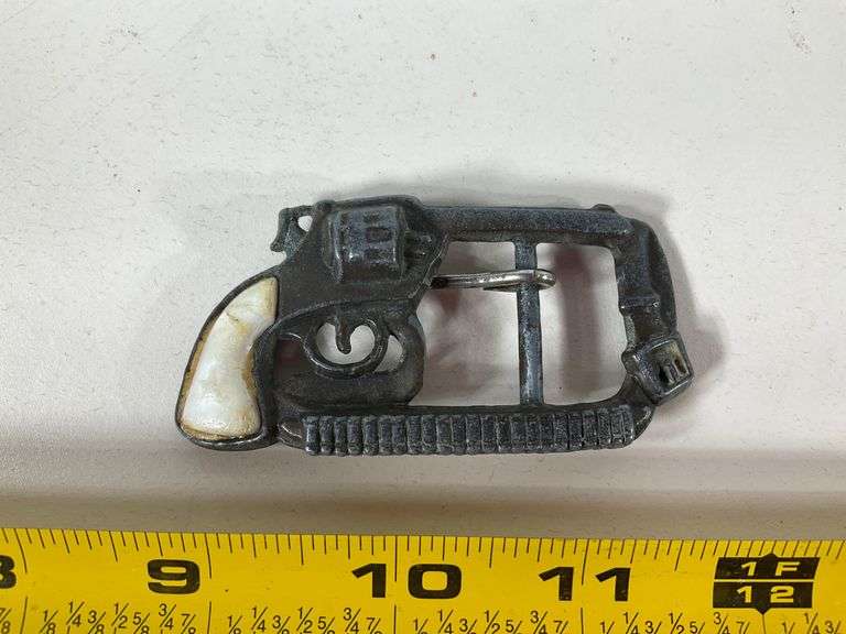 Two Belt Buckles Including Revolver-Shaped and Equestrian-Themed ...