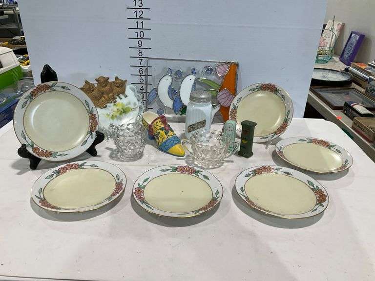 Collection of French Porcelain Plates, Glassware, and Assorted ...