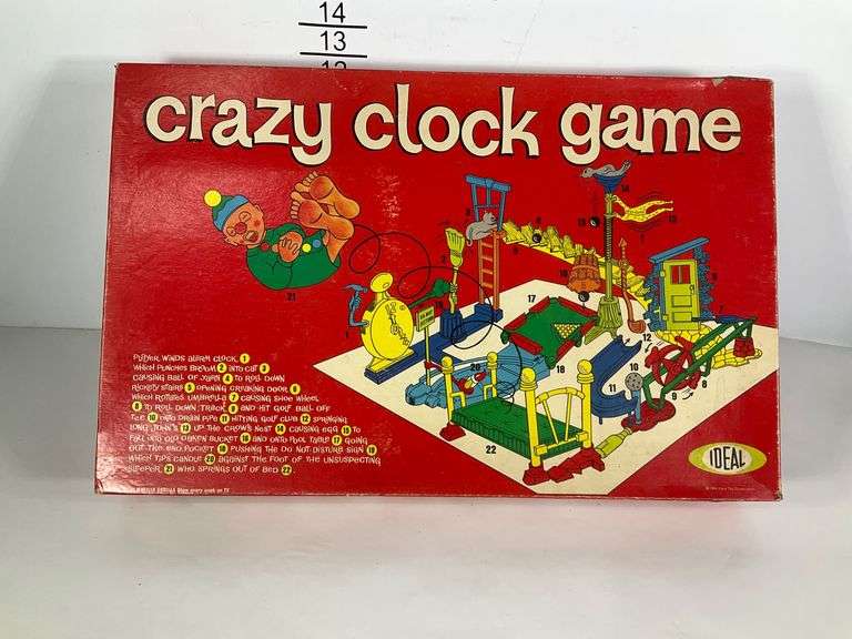 Crazy Clock Board Game by Ideal with Box and Components - Hash Auctions