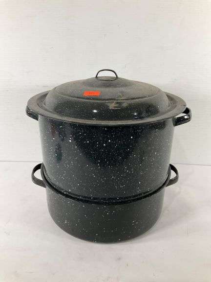 Enamelware Speckled Canning Pot with Lid and Insert Tray, 14in tall ...