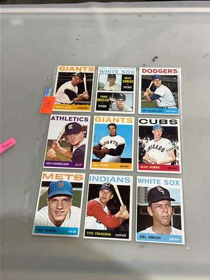 1964 Topps Baseball Cards, Group of 9 Featuring Various Teams and ...