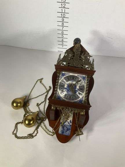 Franz Hermle Clock with Brass Weights and Delft-Style Dial - Hash Auctions