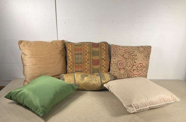 Assorted Decorative Throw Pillows, Including Bolster Style - Hash Auctions