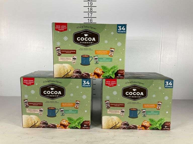 Lot of 3 Cocoa Classics Variety Pack Boxes, 34 Packets Each - Hash Auctions