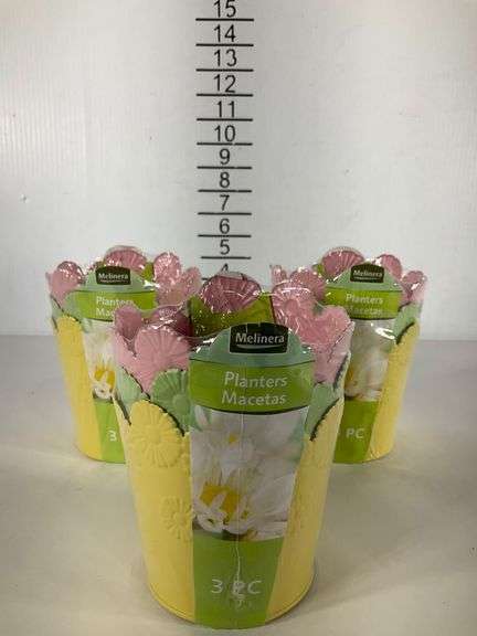 Set of Three Melinera Planters with Floral Design - Hash Auctions