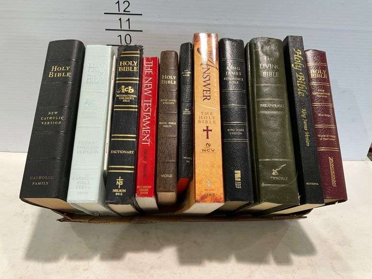 Collection of 12 Religious Texts Including Bibles and Bible ...