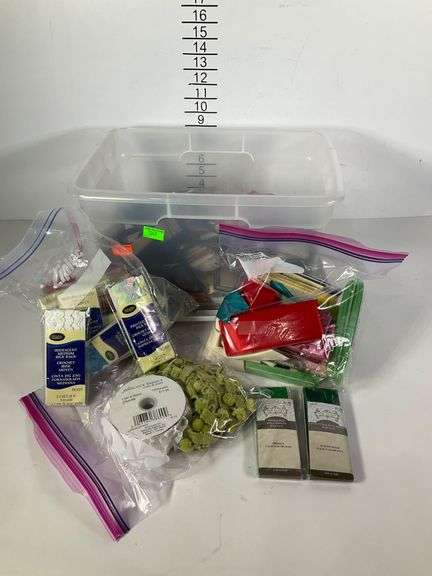 Assorted Sewing Supplies Including Sew-Ology Bias Tape and Ribbon ...
