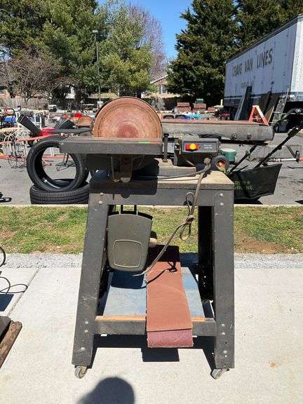 Sears Craftsman Belt and Disc Sander on Rolling Stand - Hash Auctions