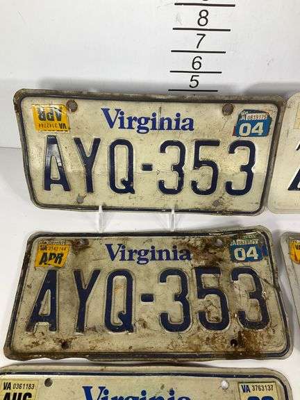 Collection of Eight Virginia License Plates with Various Years - Hash ...