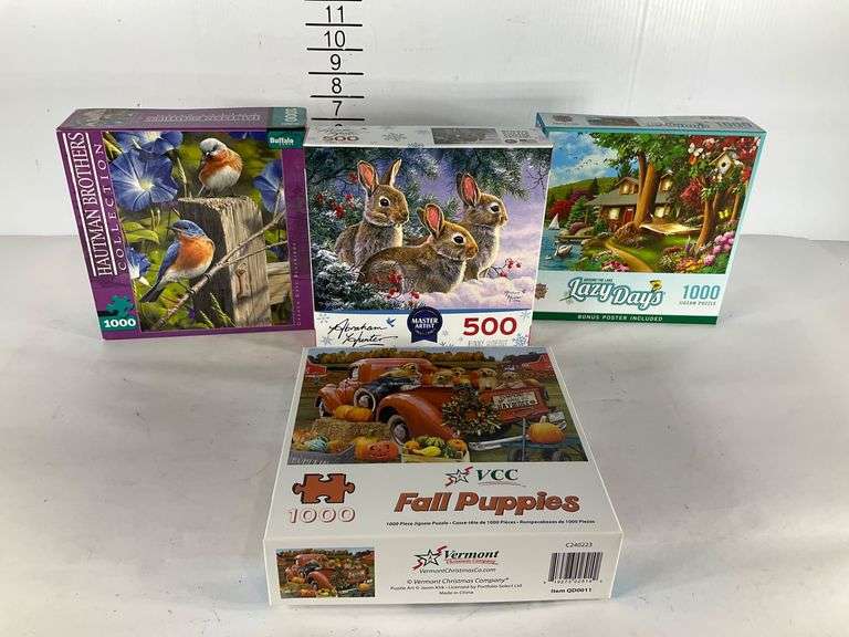 Collection of Four Jigsaw Puzzles Featuring Various Scenic and Animal ...