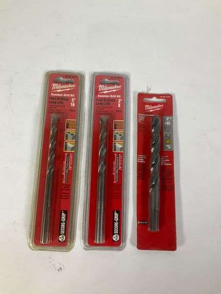 Milwaukee Hammer-Drill Bits in Original Packaging, Set of Three - Hash ...