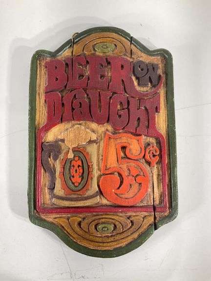 Plaster Beer Advertisement Plaque with 5¢ Design - Hash Auctions
