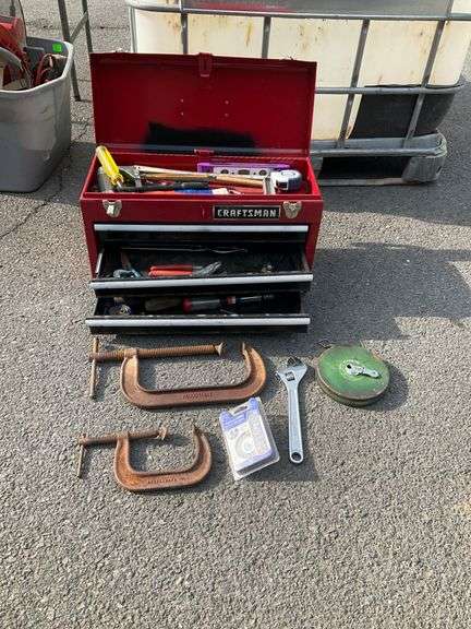 Craftsman Toolbox with Three Drawers, Open Top, and Assorted Tools - Hash Auctions