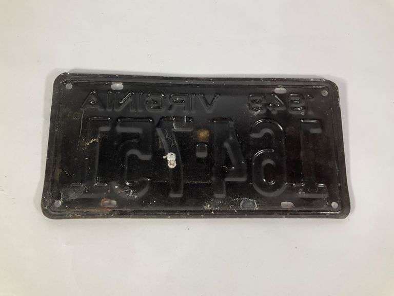 1948 Virginia Automobile License Plate with Embossed Numbers - Hash ...