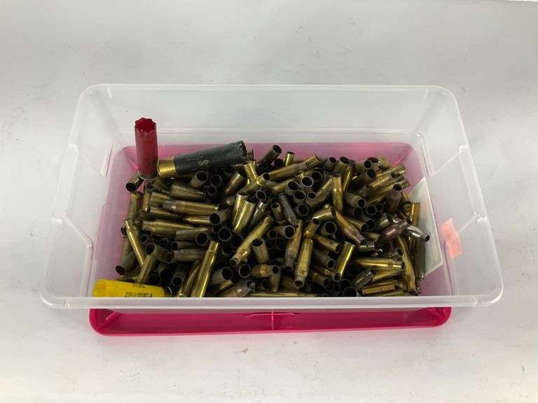 Collection of Mixed Brass Shell Casings and Shotgun Hulls in Plastic ...