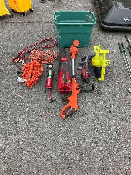 Collection of Outdoor Power Tools, Extension Cords, and Miscellaneous ...