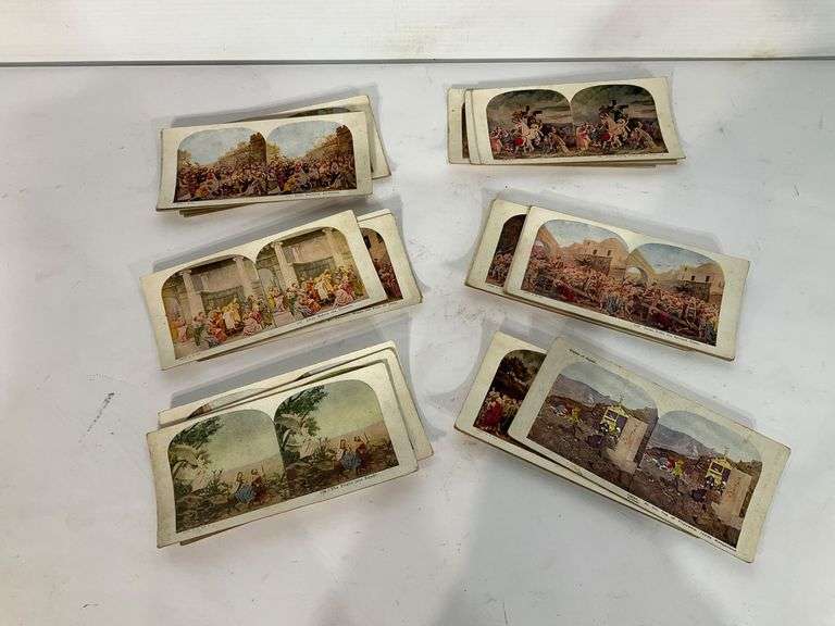 Set of Stereoscopic Cards Depicting Historical and Religious Scenes ...