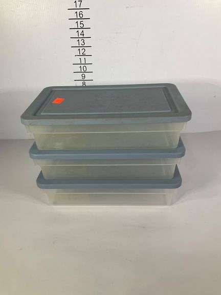 Set of Three Rubbermaid Plastic Storage Containers with Blue Lids ...