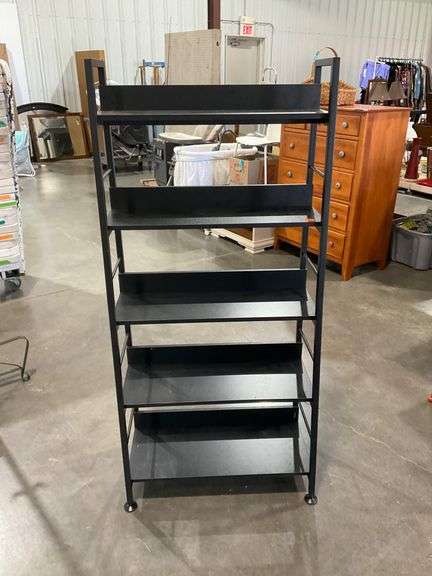 Black Five-Shelf Storage Rack, 28×60” Tall - Hash Auctions
