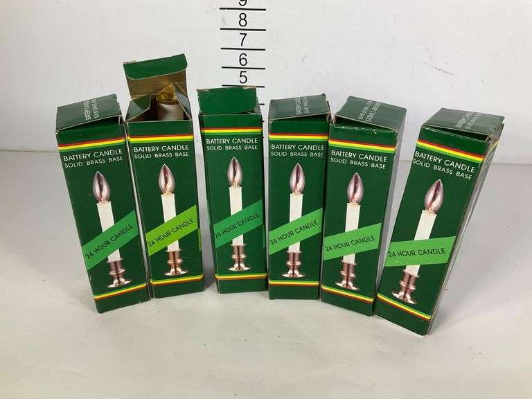 Lot of Six Battery Candles with Solid Brass Bases in Original Packaging ...