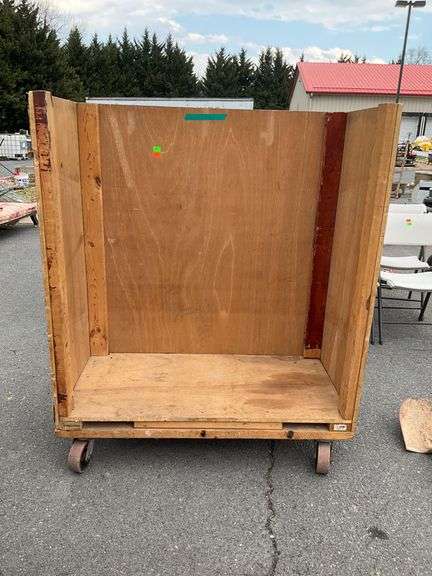 Large Plywood Rolling Cart on Casters, 59”H x 48”L x 24”W - Hash Auctions
