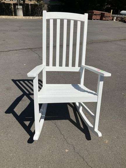 White Slat-Back Rocking Chair - Hash Auctions