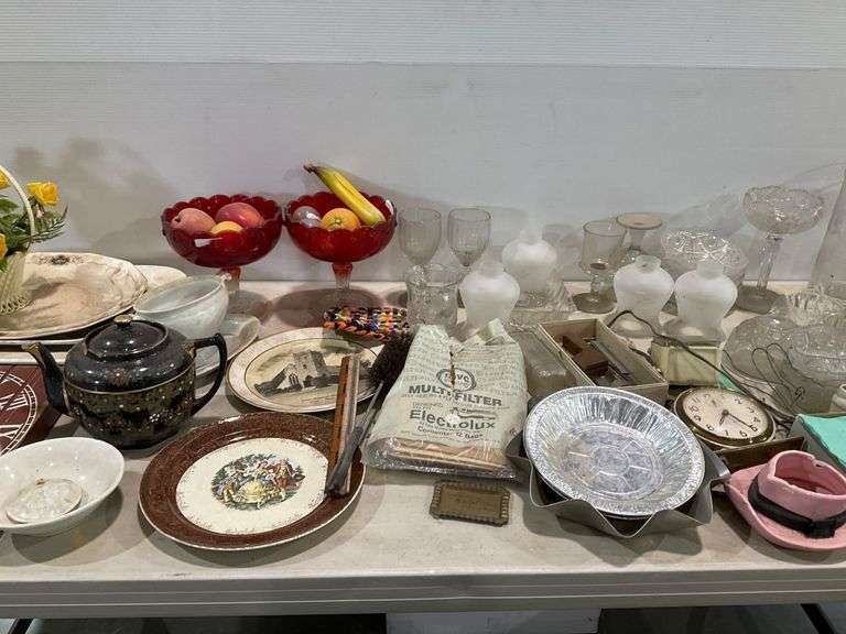 Assorted Household Items Including Decor, Glassware, and Utensils ...
