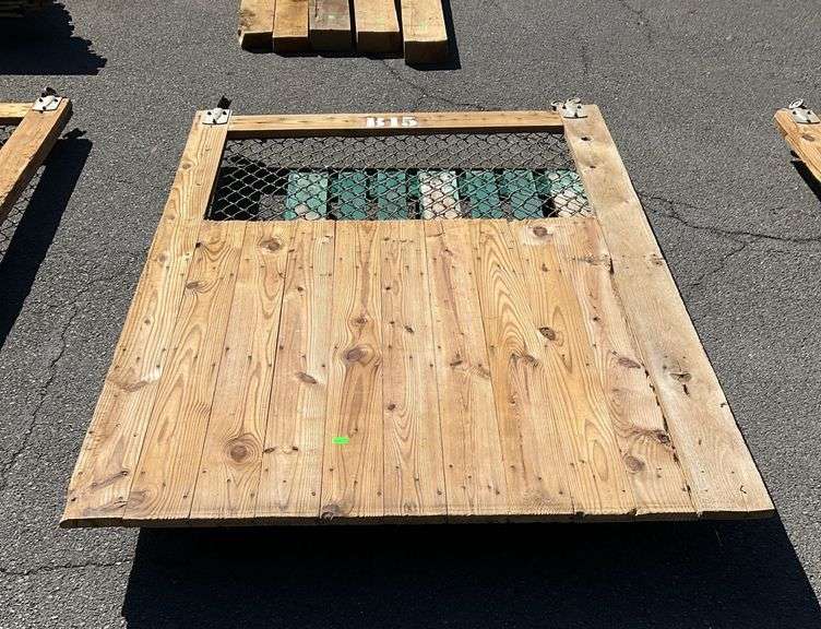 Pine Barn/stall doors, approximately 87”Hx57”W, with chain link grid ...