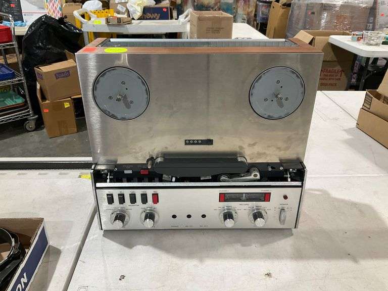 Vintage Reel-to-Reel Tape Recorder with Brushed Metal Front and Input ...