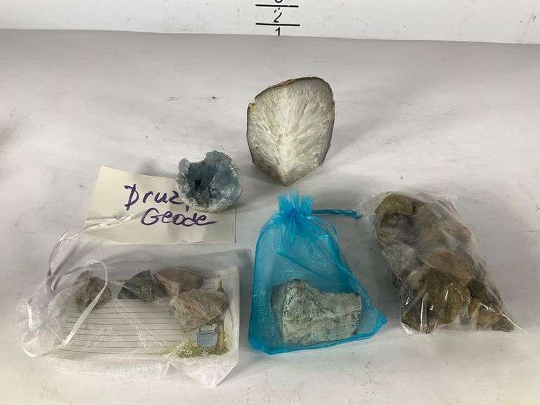Assorted Mineral and Geode Collection Including Druzy Geode - Hash Auctions