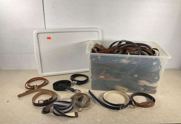 Collection of Various Belts in Assorted Materials, Sizes, and Styles ...