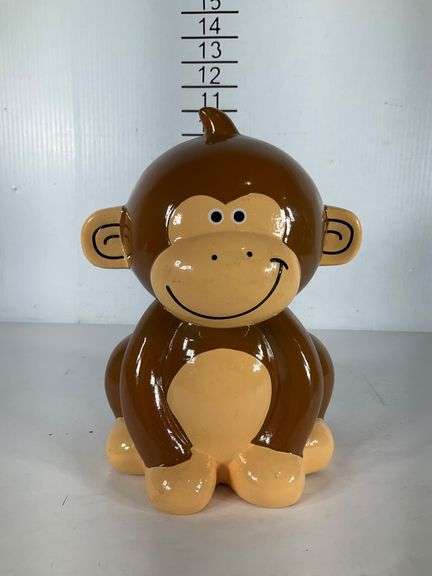 Monkey-Shaped Ceramic Coin Bank with Chip on Head - Hash Auctions