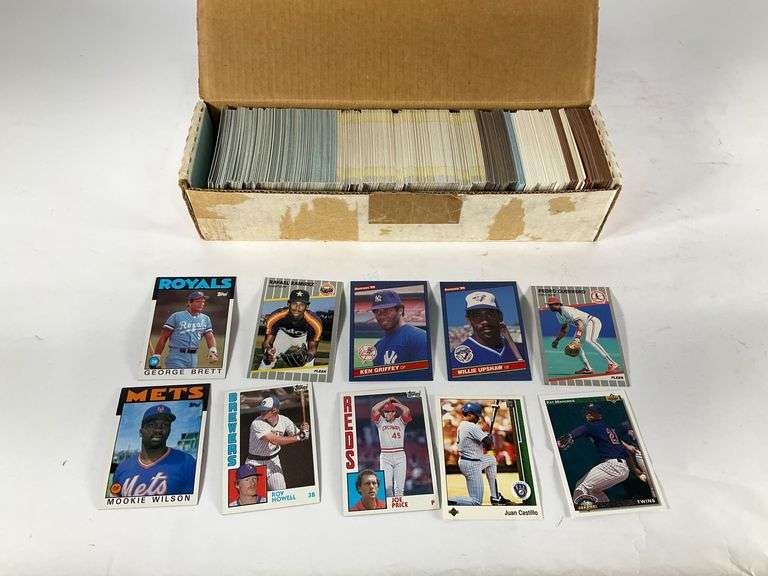 Box of Assorted Baseball Trading Cards from Various Teams and Players ...