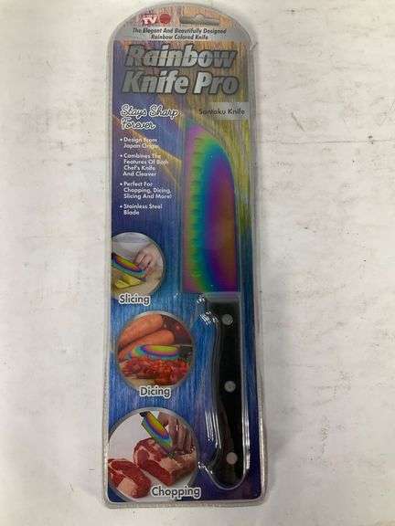 Rainbow Knife Pro Santoku Knife with Stainless Steel Blade - Hash Auctions