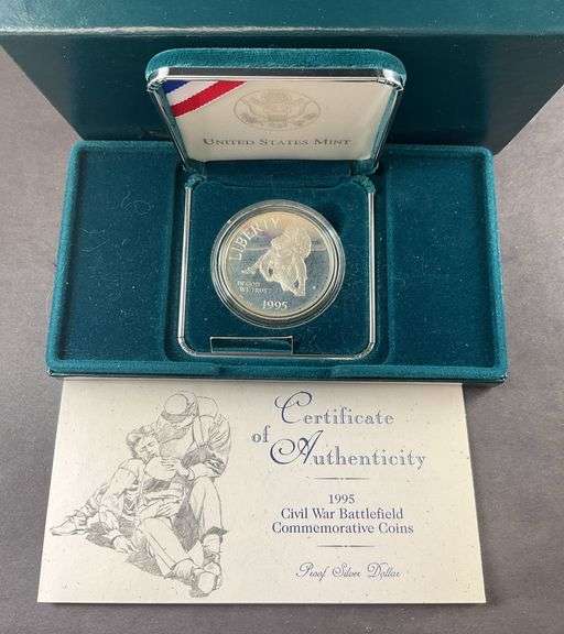 1995 civil war battlefield commemorative silver coin with box and COA ...