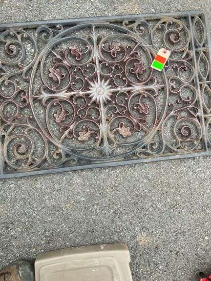 Decorative Cast Metal Rectangular Panel with Ornate Scrollwork - Hash ...