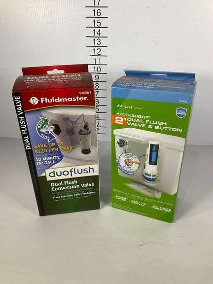 Fluidmaster Duo Flush Conversion Valve and Next by Danco HydroRight Dual Flush Valve & Button ...