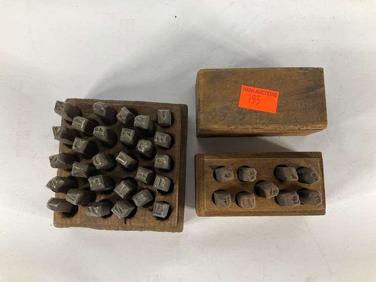 Set of Letter and Number Punch Stamps with Holders - Hash Auctions