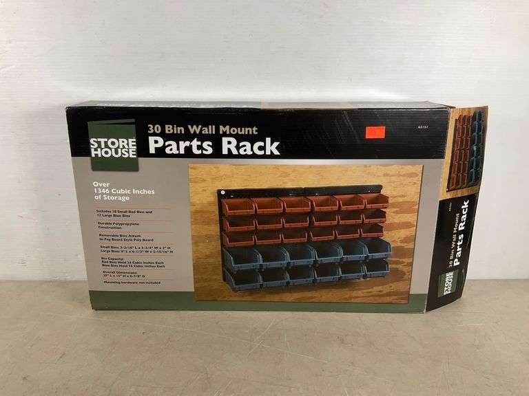Storehouse 30-Bin Wall Mount Parts Rack with Polypropylene Bins - Hash ...
