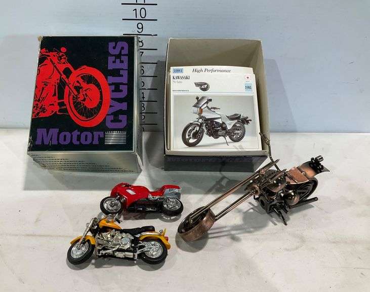 Lot of Motorcycle Models with Metal Sculpture and Collectible Cards ...