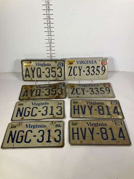 Collection of Eight Virginia License Plates with Various Years - Hash ...