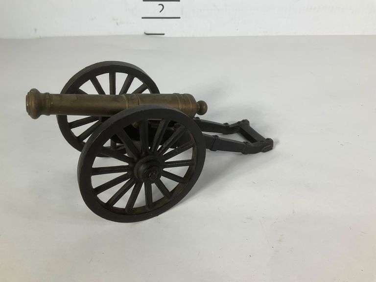 Metal Wagon Cannon Model with Brass Barrel and Spoked Wheels - Hash ...