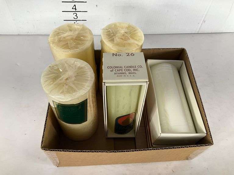 Assorted Pillar Candles by Various Makers, Including Colonial Candle Co ...