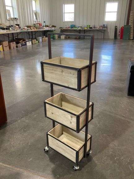Three-Tiered Storage Rack with Metal Frame and Casters - Hash Auctions
