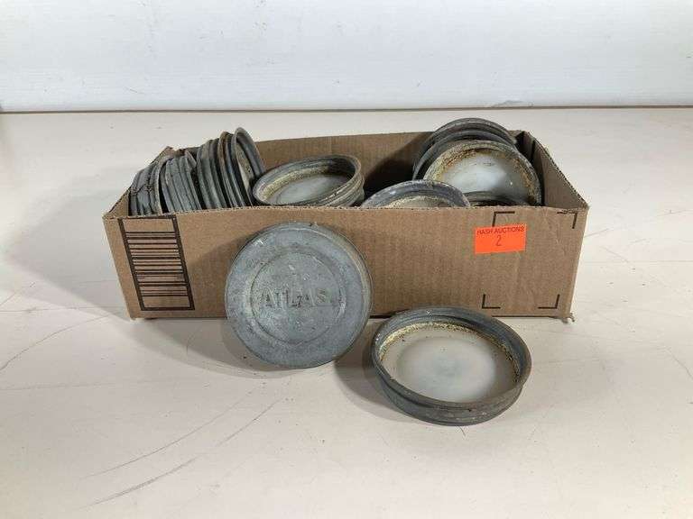 Lot of 3.5″ Atlas Metal Lids for Mason Jars with Milk Glass Inserts ...